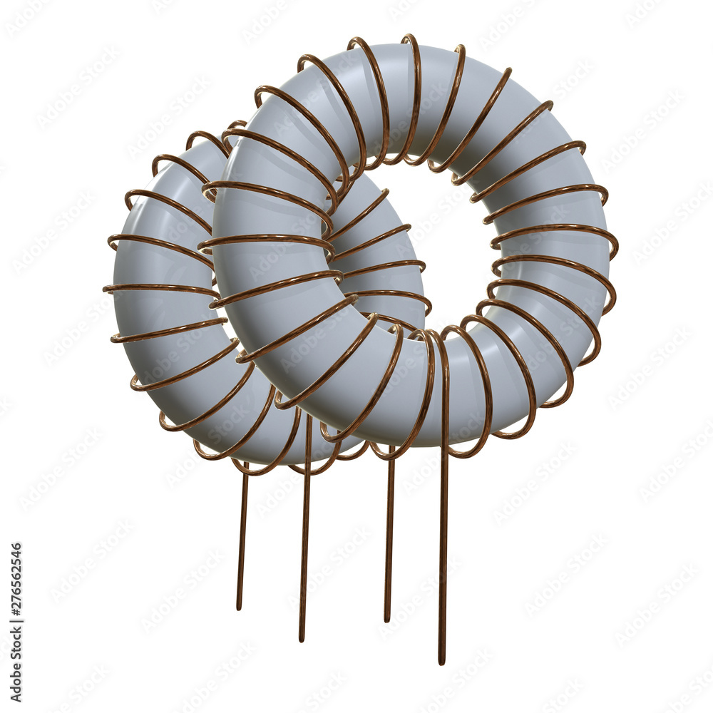 Toroidal Coil Inductor 3d Render Illustration Copper Wire Winding