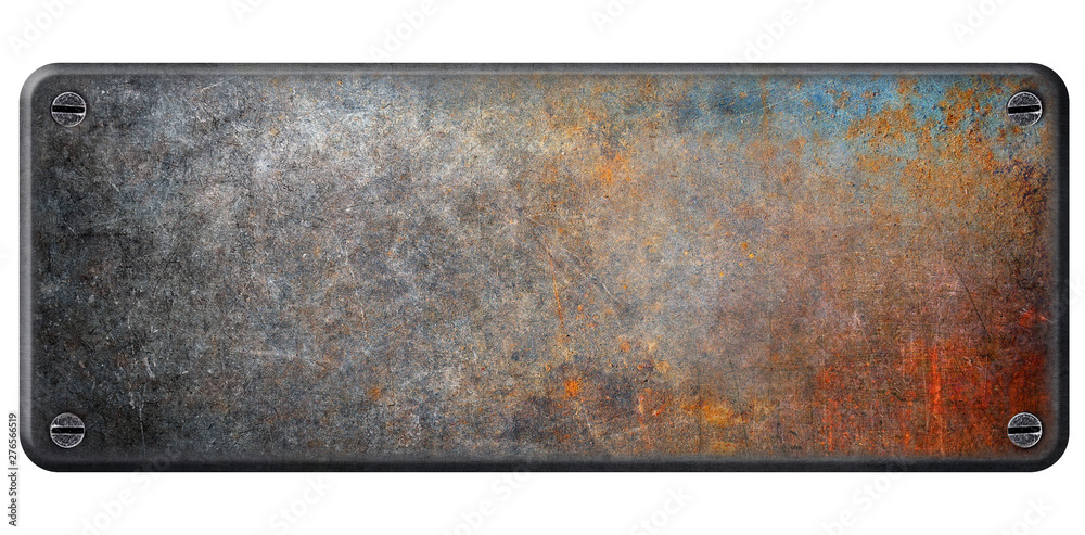 Rusty metal plate with screws Stock Photo | Adobe Stock