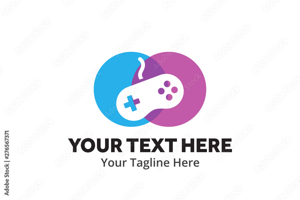 unique game simple logo creative design in flat style with color ...