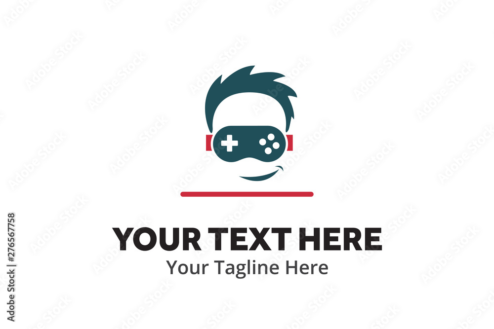 unique game simple logo creative design in flat style with color ...