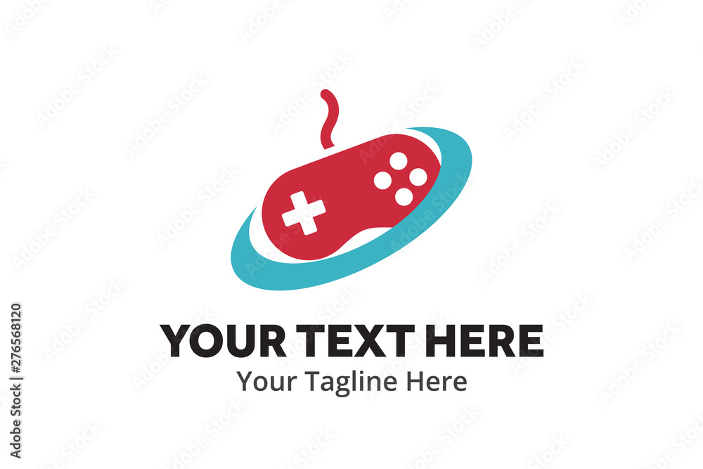 unique game simple logo creative design in flat style with color ...