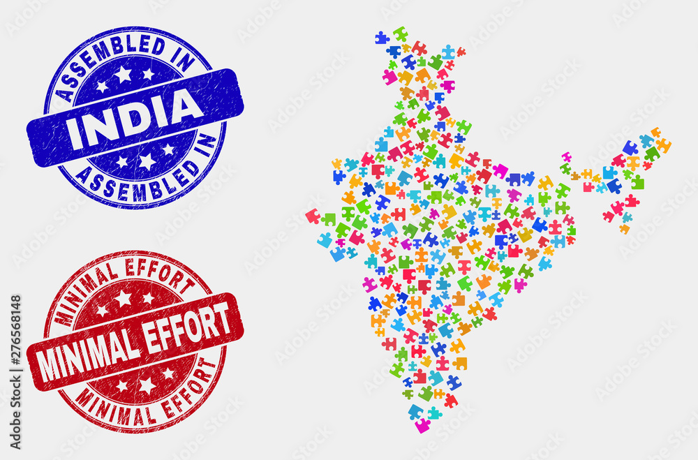 Bundle India map and blue Assembled seal stamp, and Minimal Effort ...