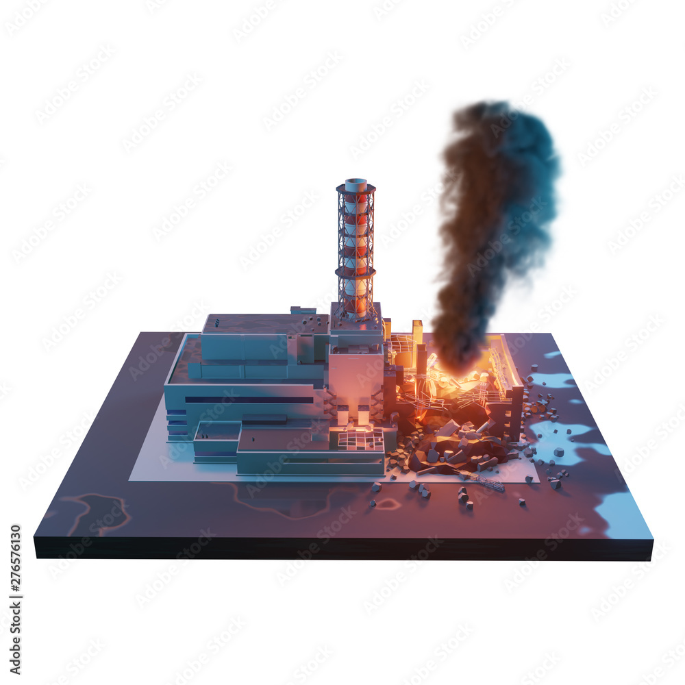 Chernobyl nuclear power plant. Chernobyl disaster catastrophe. 3d ...