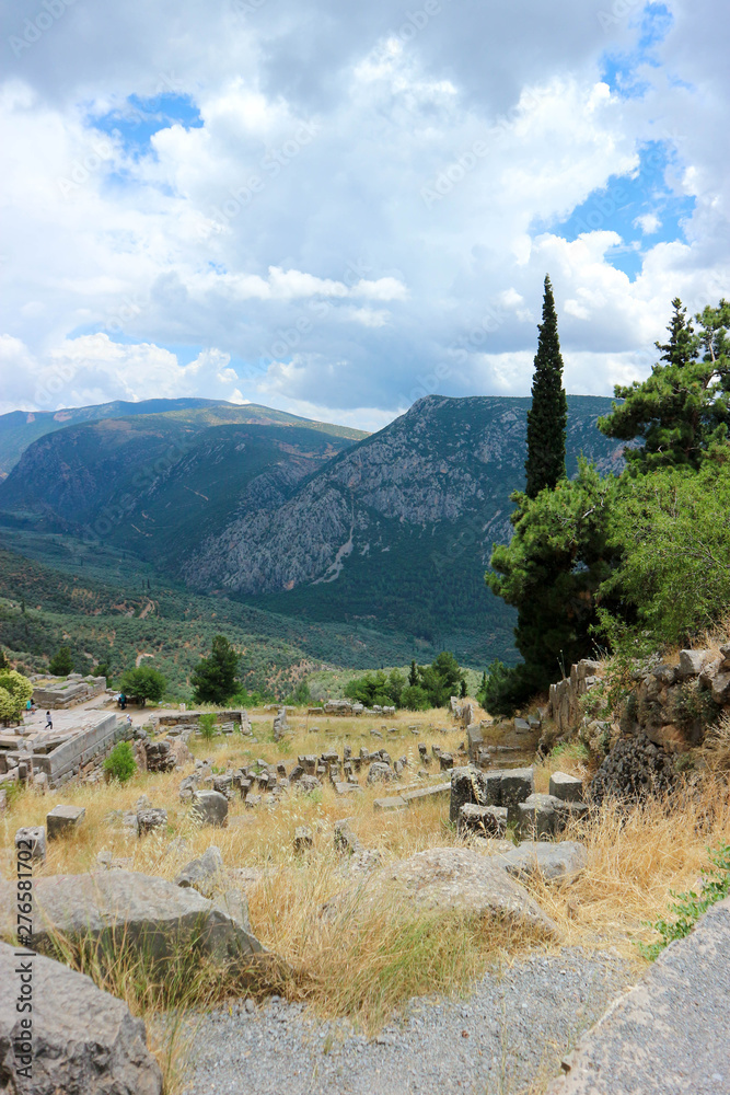 Beautiful panoramic view to greek landscape, valley of Phosis and ...