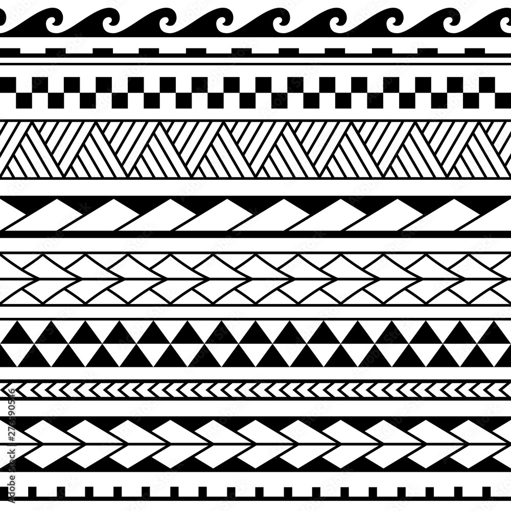 Vector ethnic seamless pattern in maori tattoo style. Geometric border ...