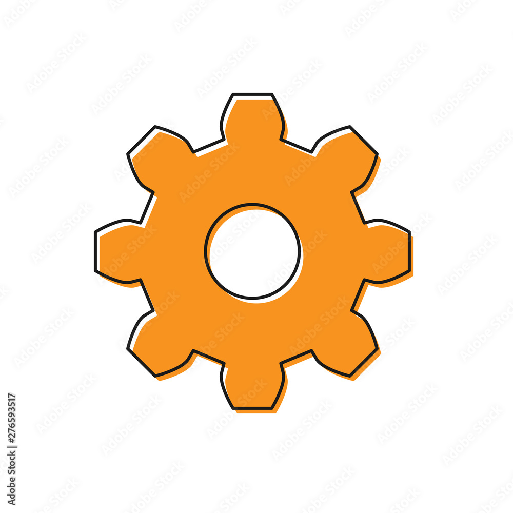 Orange Gear icon isolated on white background. Cogwheel gear settings ...