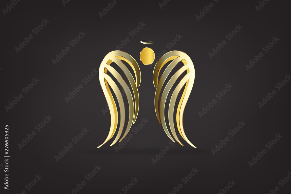 Gold angel wings logo vector Stock Vector | Adobe Stock