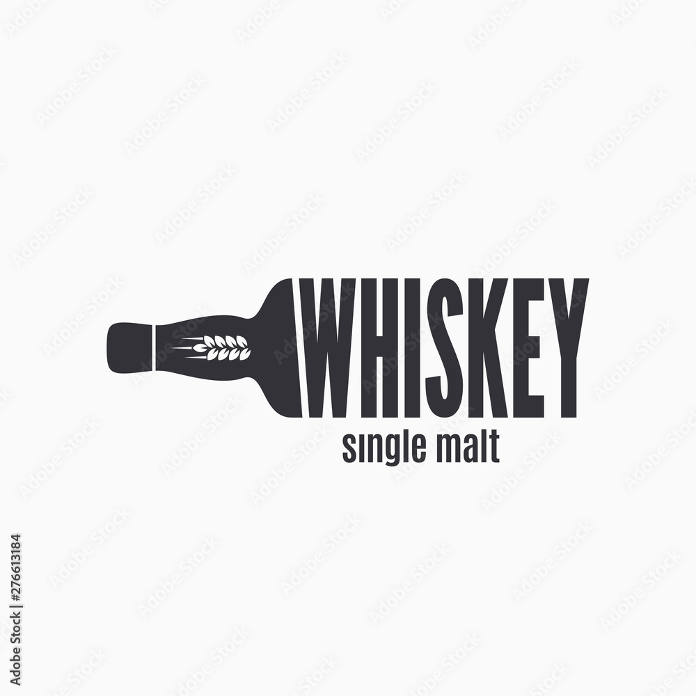 Whiskey bottle logo. Lettering sign of whisky Stock Vector | Adobe Stock