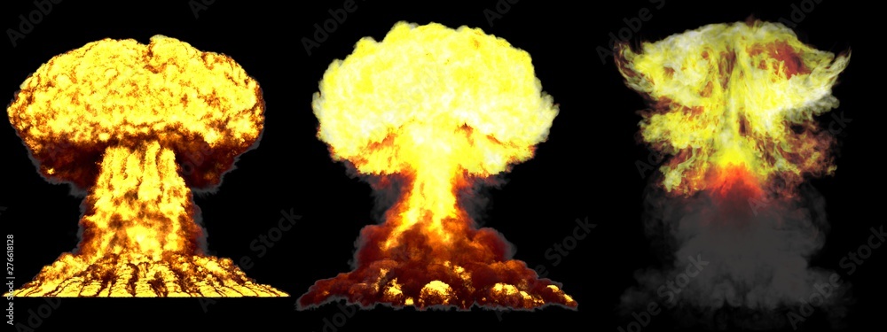 3D illustration of explosion - 3 big very high detailed different ...