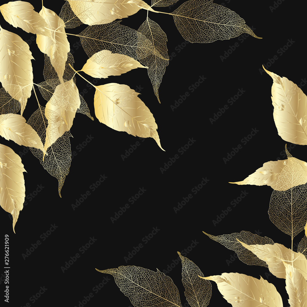 Beautiful background with gold leaves . Vector illustration. Stock ...