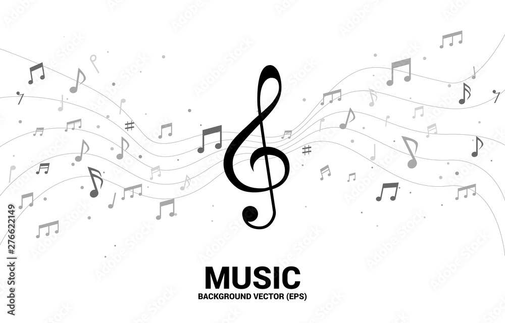 Vector music melody note dancing flow . Concept background for song and ...