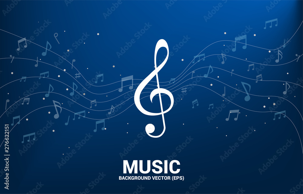 Vector music melody note dancing flow . Concept background for song and ...