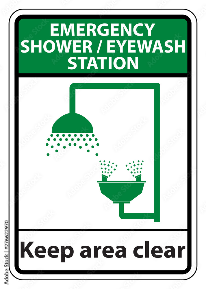 Shower,Eyewash Station Sign Isolate On White Background,Vector ...