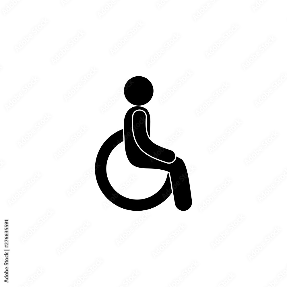 disabled person, isolated symbol, stick figure pictogram human ...