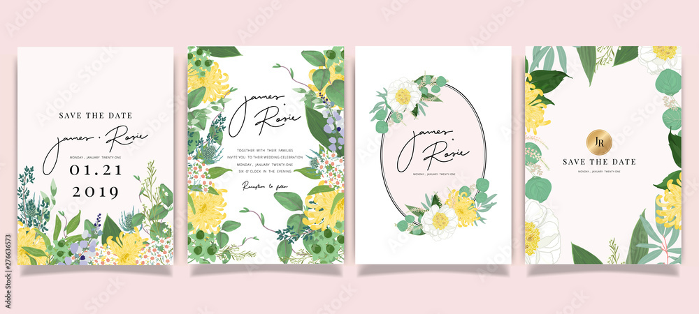 Summer Flower Wedding Invitation set, floral invite thank you, rsvp ...