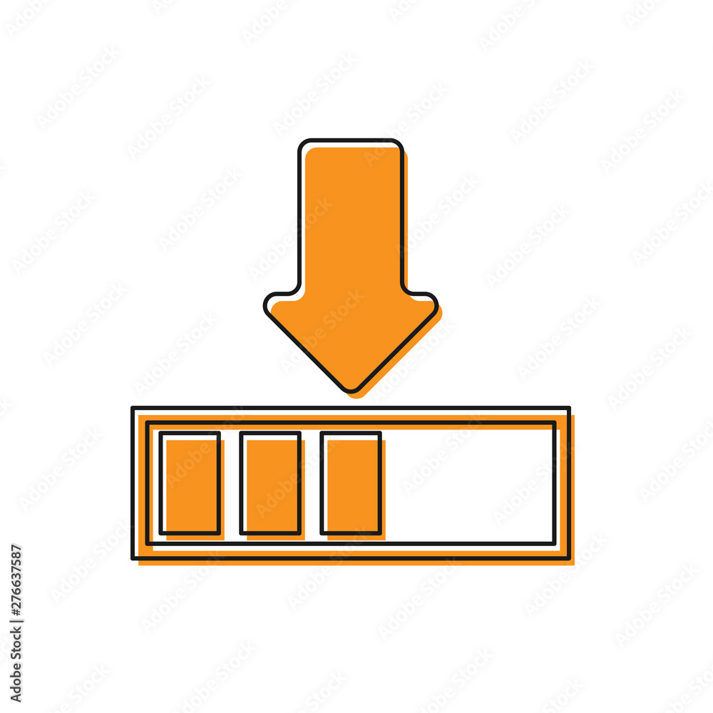 Orange Loading icon isolated on white background. Download in progress ...