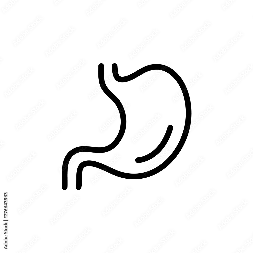 Stomach line icon medical outline symbol. Flat line stomach gastric ...