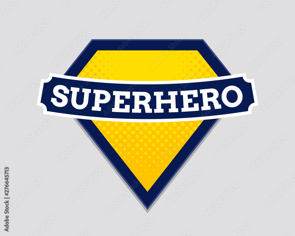 Superhero vector badge logo. Super hero shield man icon symbol of power ...
