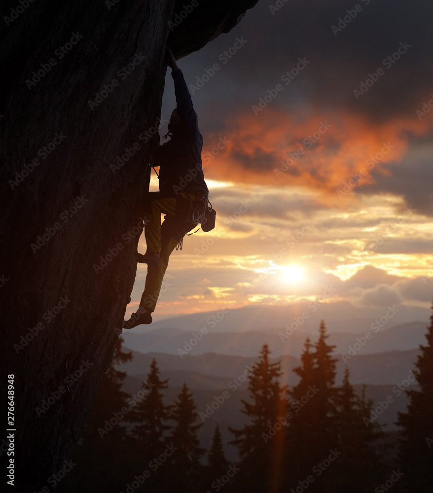Rock Climbing Silhouette Sunset