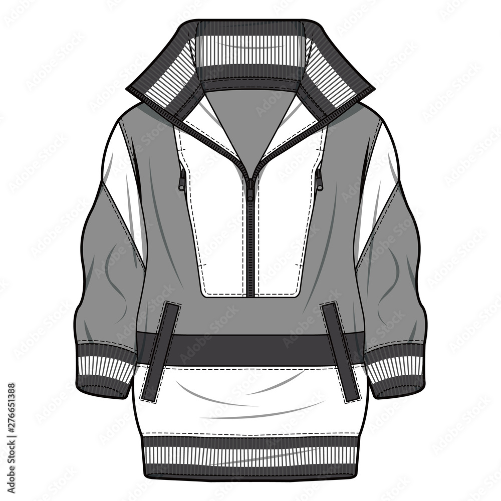 Outer Jacket fashion flat sketch template Stock Vector | Adobe Stock