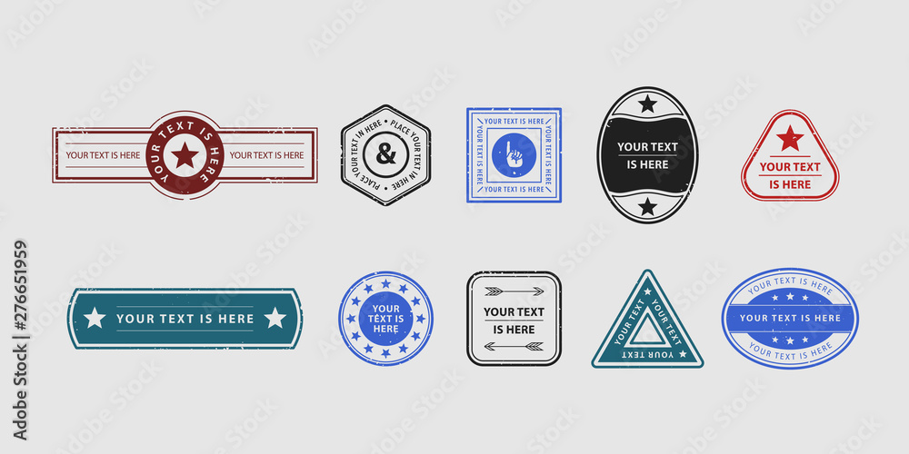 Set of genuine vector stamps in aged retro style. Graphic design of ...