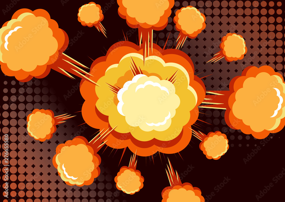 Cartoon vector bomb explosion with smoke. Cartoon style effect boom ...