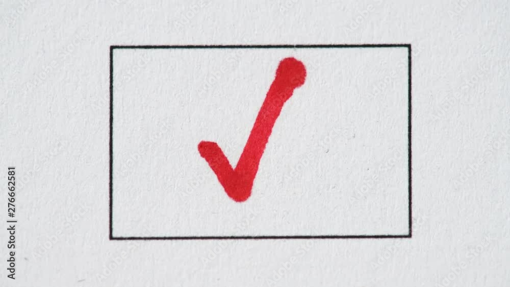 Macro of hand drawing red check mark on paper with marker. Stock Video ...