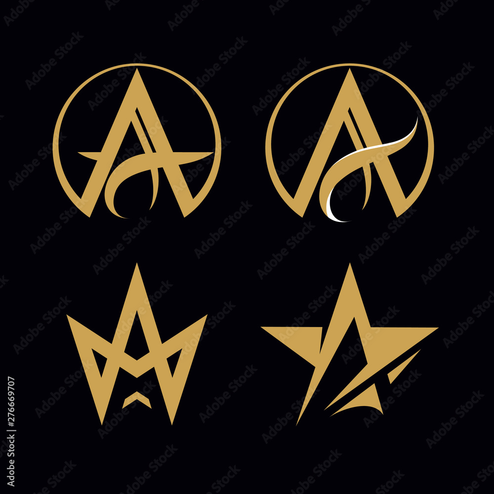 Vector logo. Letter A. Letter A stylized for a crown and a star Stock ...