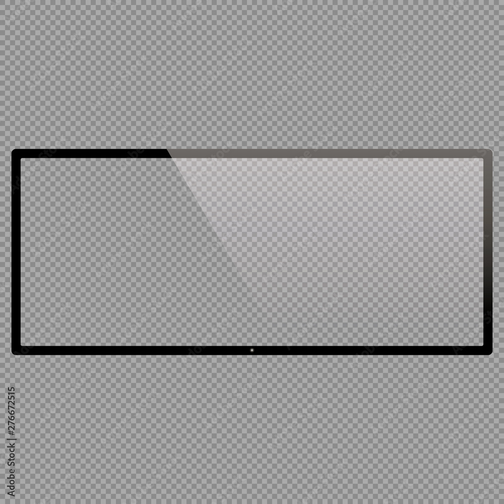 21x9 LCD monitor set vector illustrations. Realistic empty TV frame ...