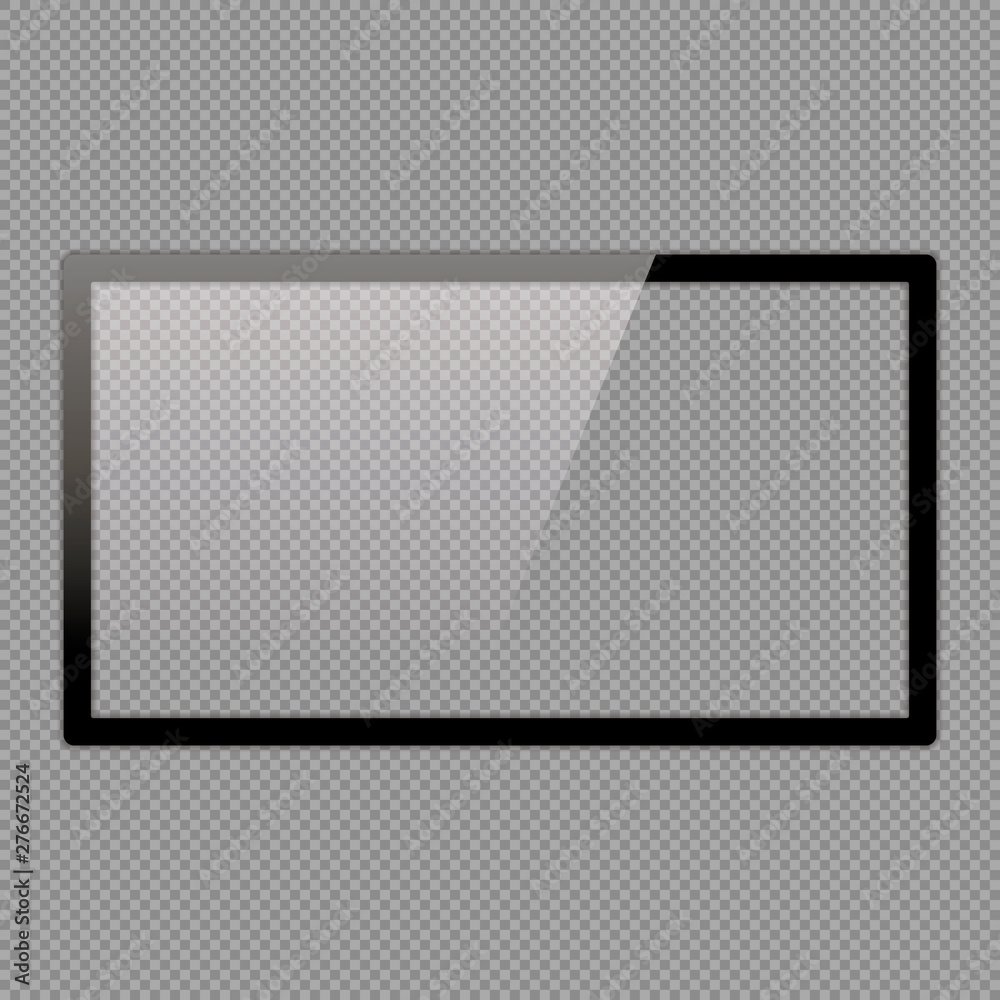 16x9 LCD monitor set vector illustrations. Realistic empty TV frame ...
