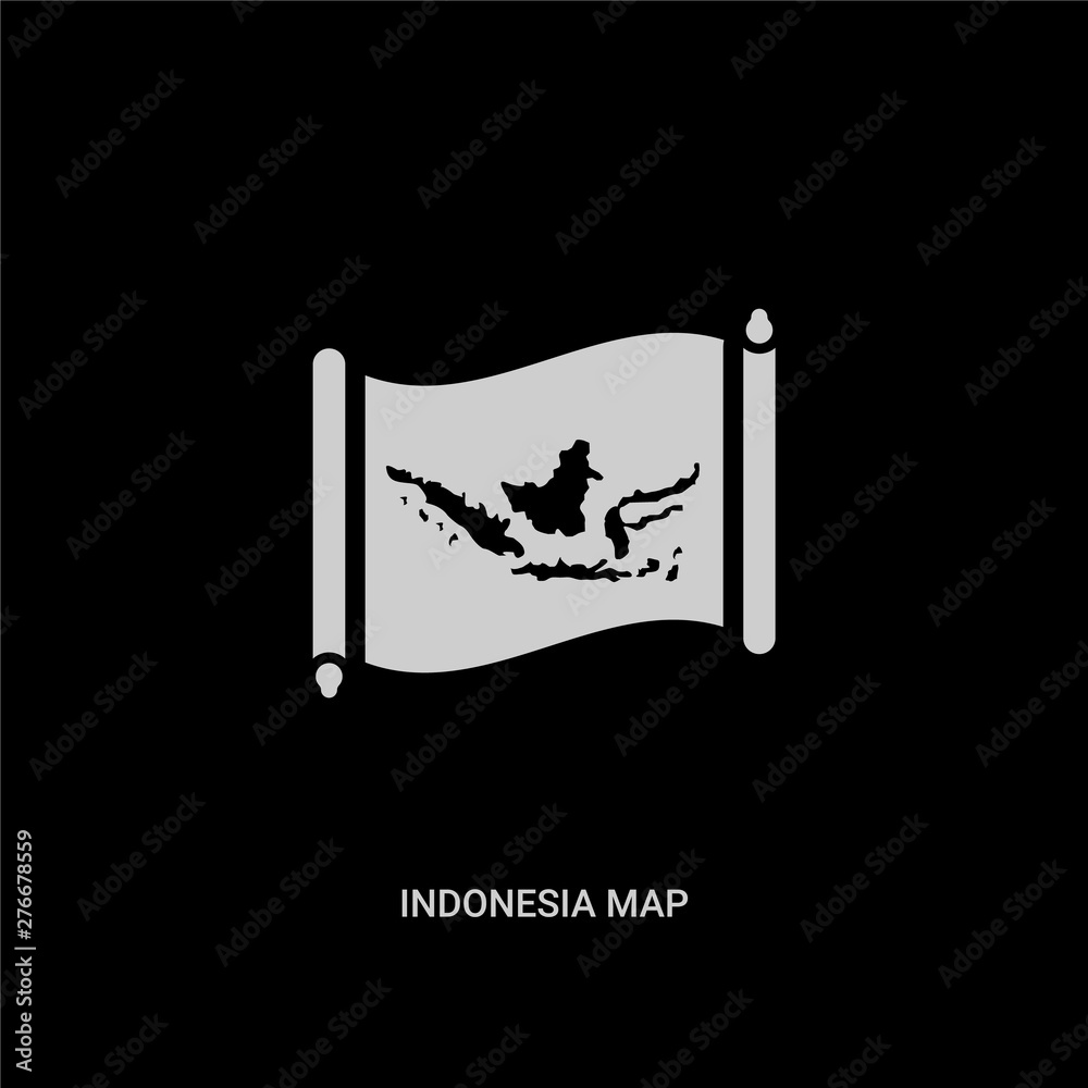 white indonesia map vector icon on black background. modern flat ...