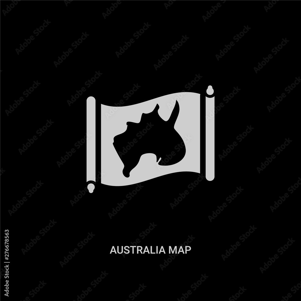 white australia map vector icon on black background. modern flat ...