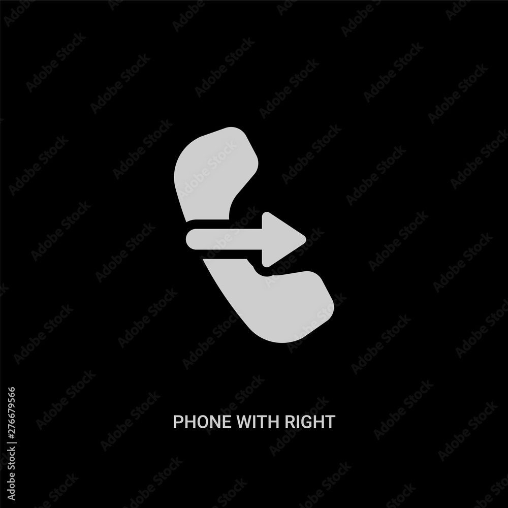 white phone with right arrow vector icon on black background. modern ...