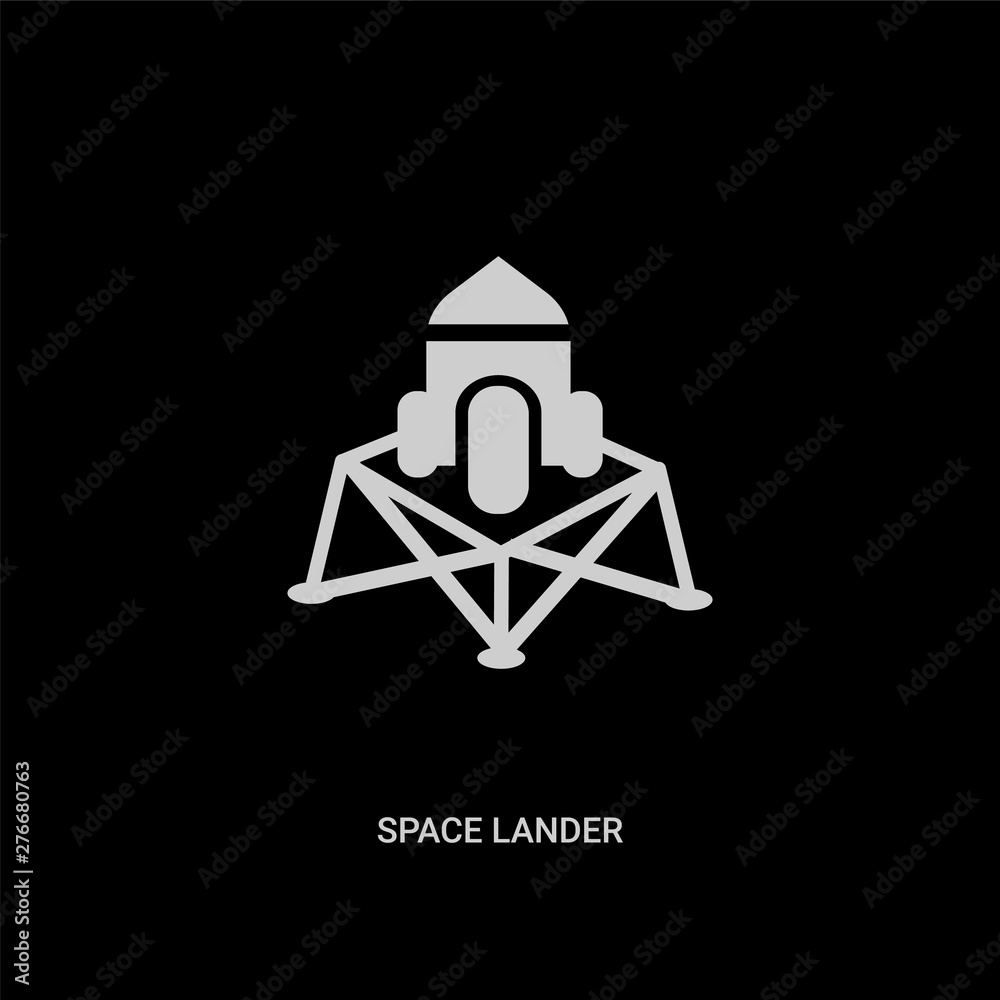 white space lander vector icon on black background. modern flat space lander from astronomy ...