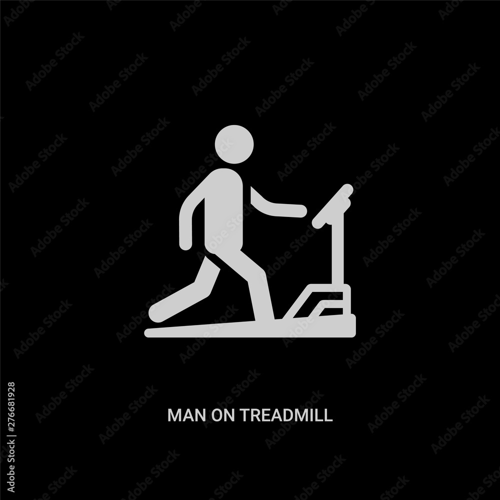 white man on treadmill vector icon on black background. modern flat man ...