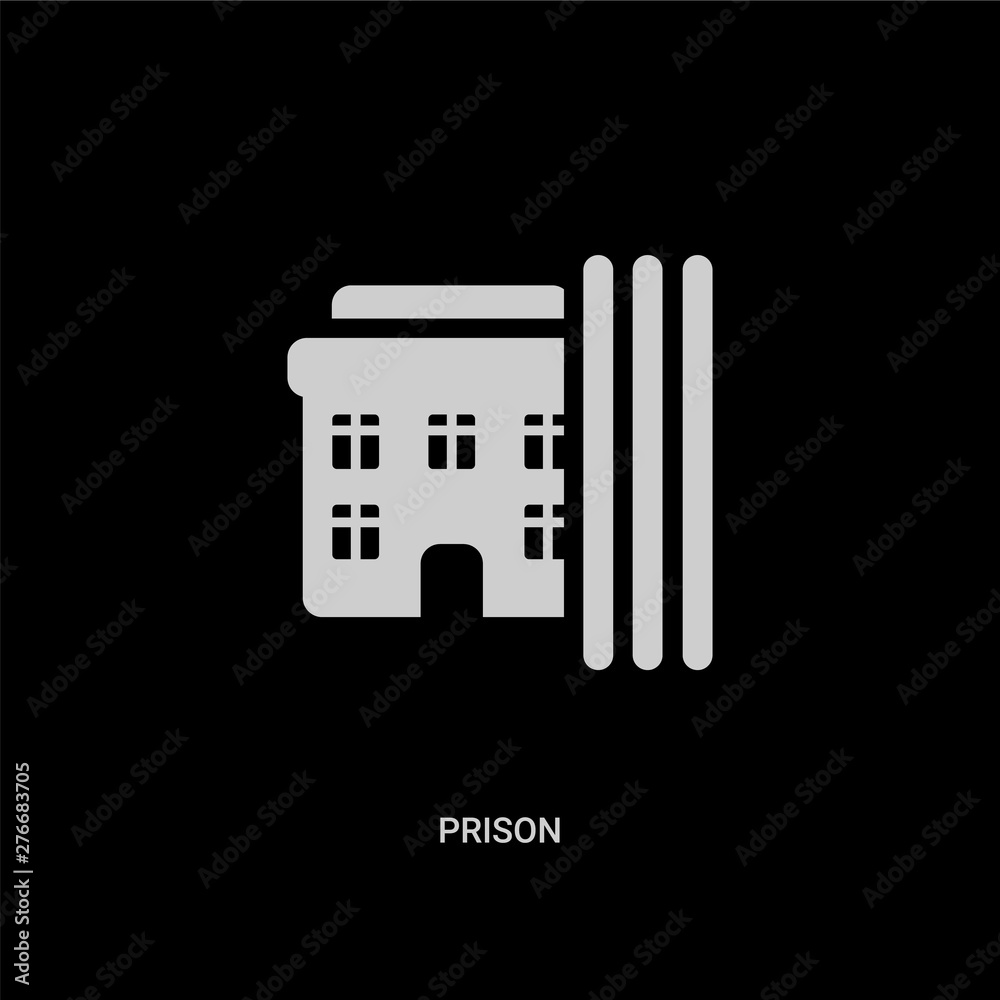 white prison vector icon on black background. modern flat prison from ...