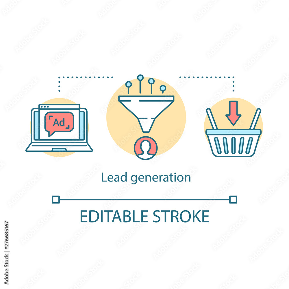 Lead generation concept icon. Digital marketing benefit idea thin line ...