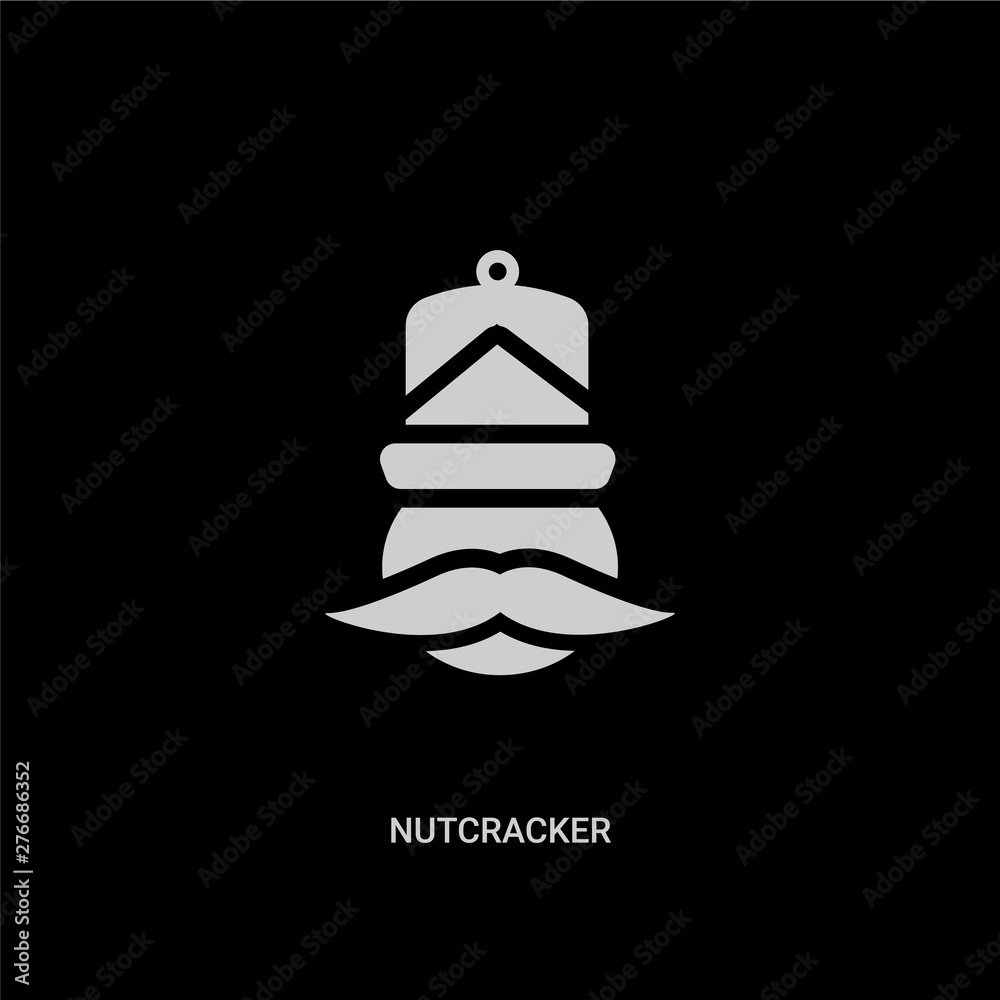 white nutcracker vector icon on black background. modern flat ...