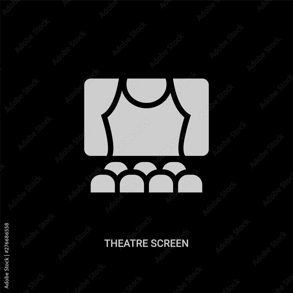 white theatre screen vector icon on black background. modern flat ...