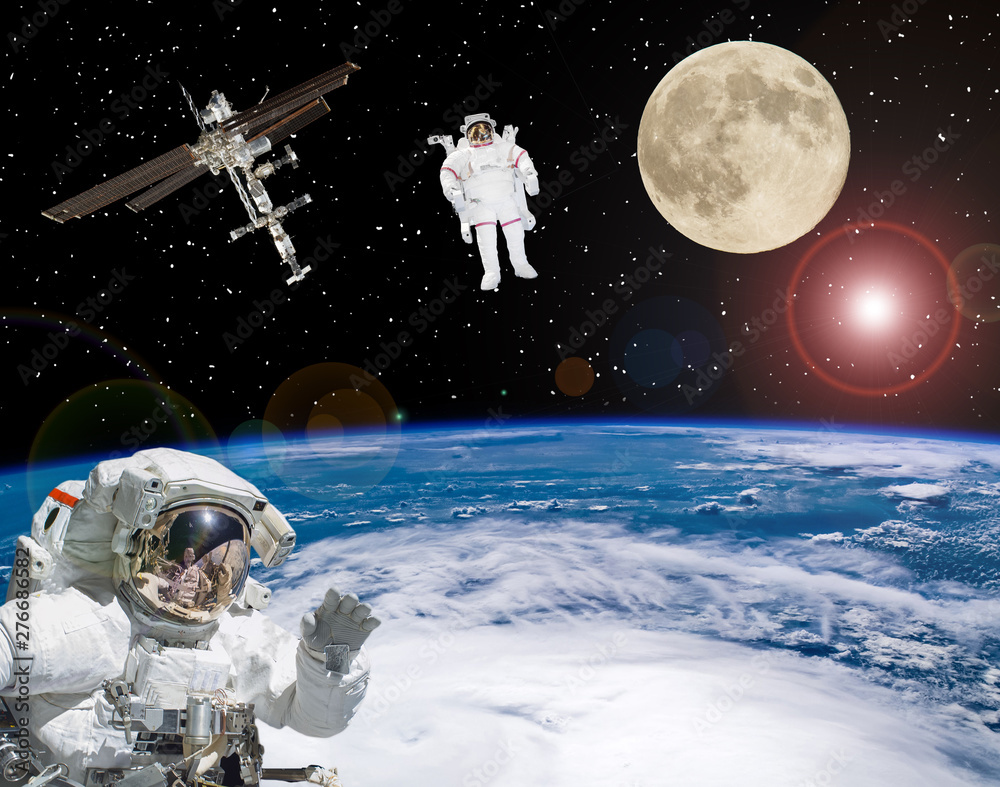 Astronauts Flying In Space