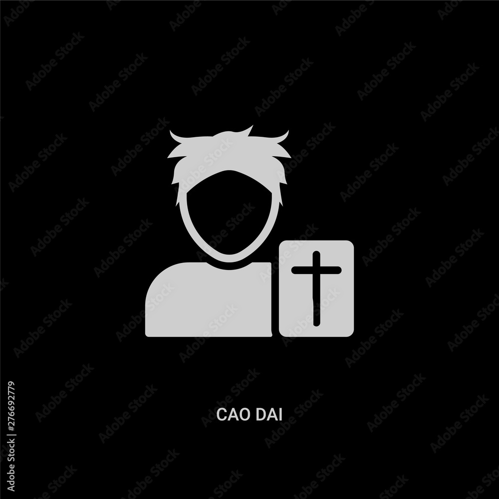white cao dai vector icon on black background. modern flat cao dai from religion concept vector ...