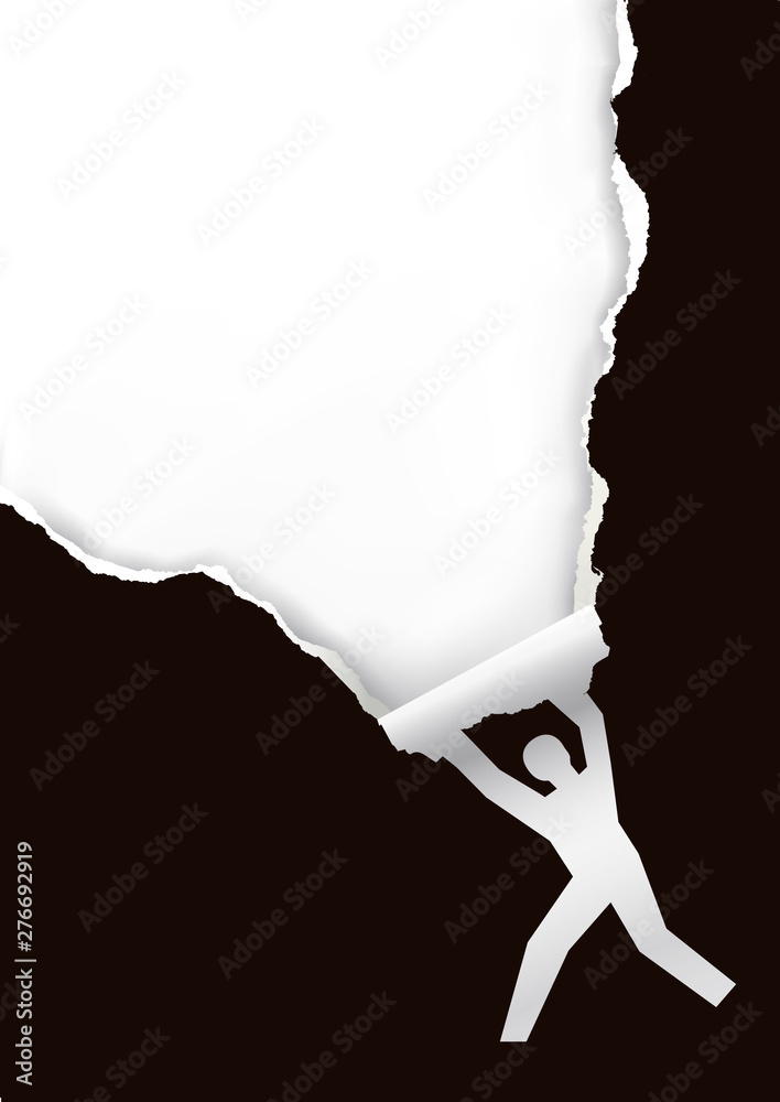 Male silhouette ripping paper background. Male silhouette ripped black ...