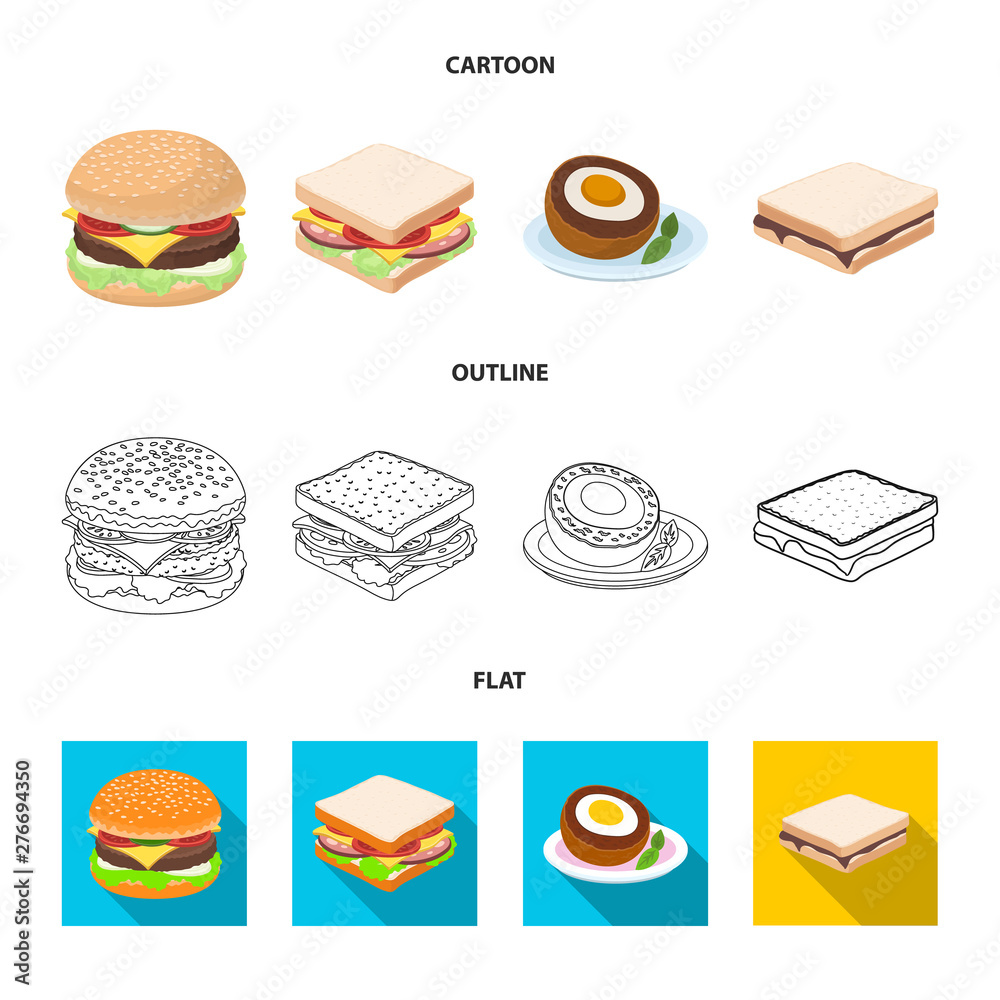Vector illustration of sandwich and wrap symbol. Set of sandwich and ...