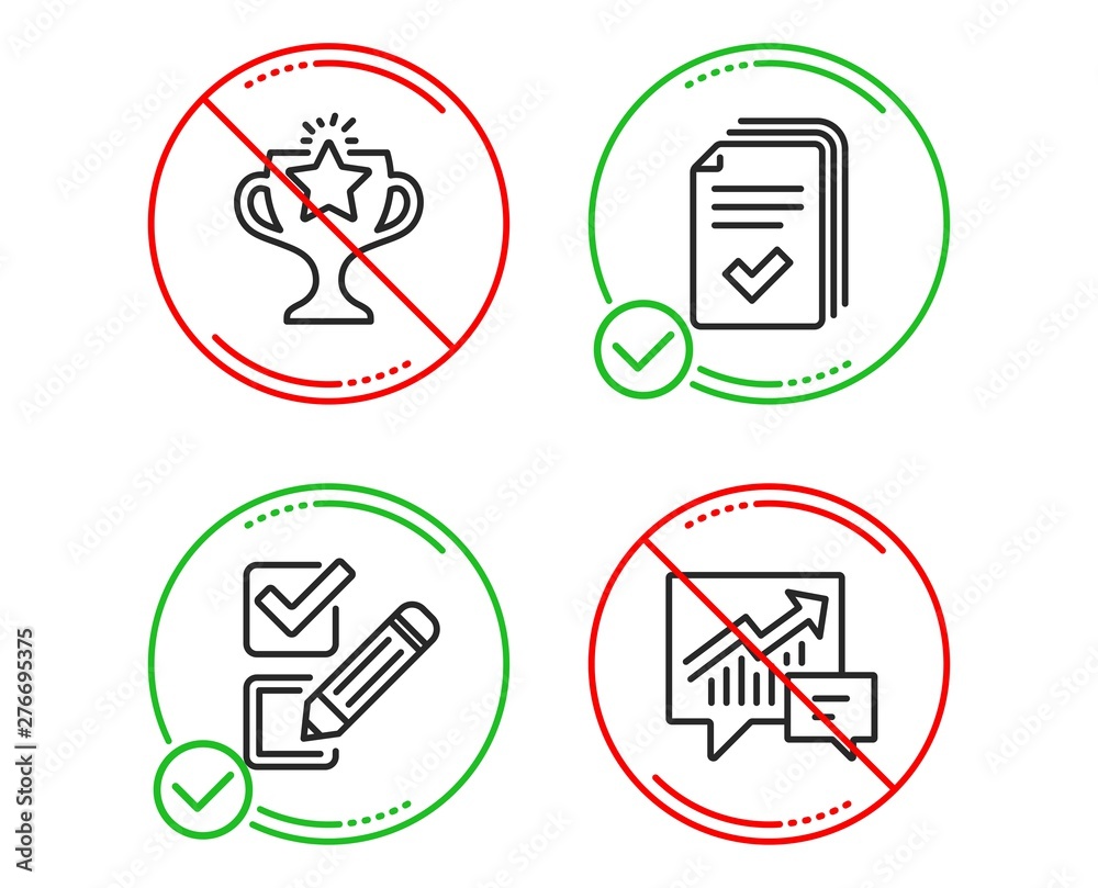 Do or Stop. Checkbox, Victory and Handout icons simple set. Accounting ...