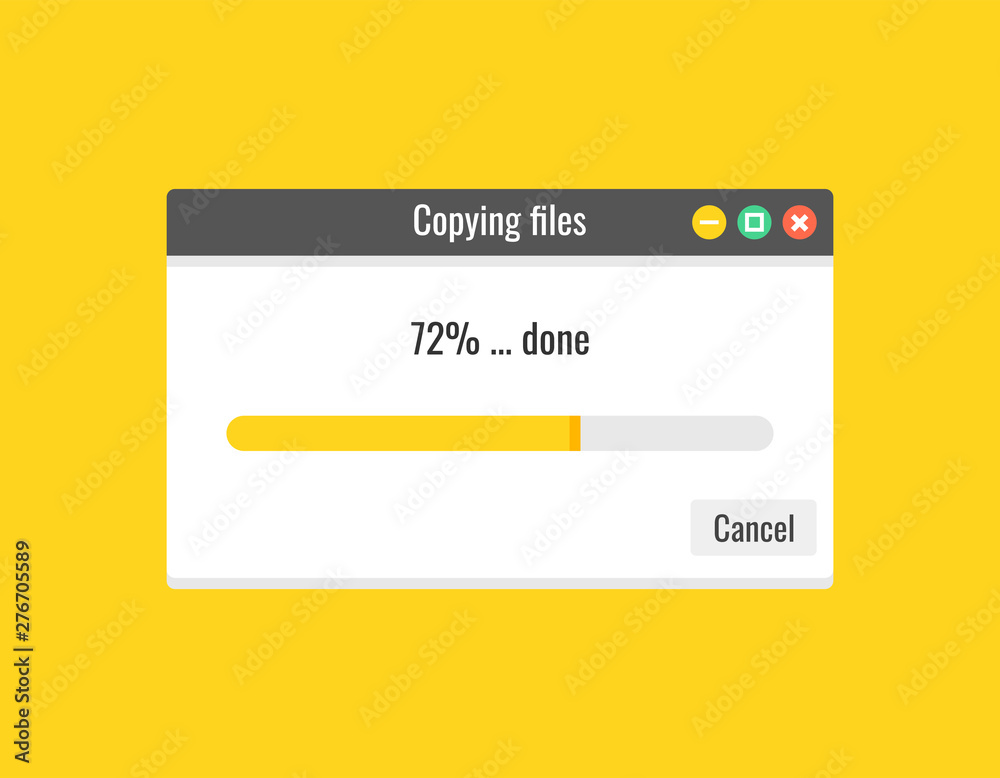 Progress bar of file copying template. Vector illustration. Stock ...