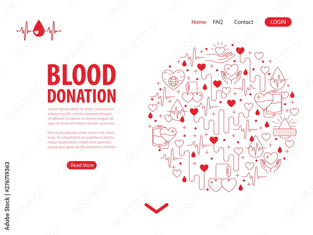 Donation Blood landing page Stock Vector | Adobe Stock