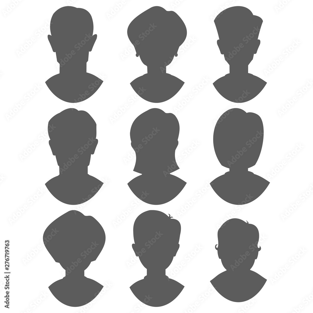 People horror faces vector silhouette extremely surprised young shock ...