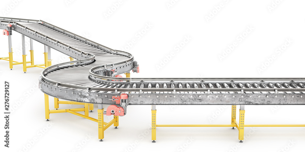 Conveyor line on a white background. 3d illustration Stock Illustration ...