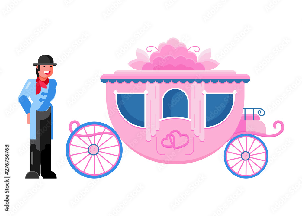 Carriage coach vector vintage transport with old wheels and antique ...