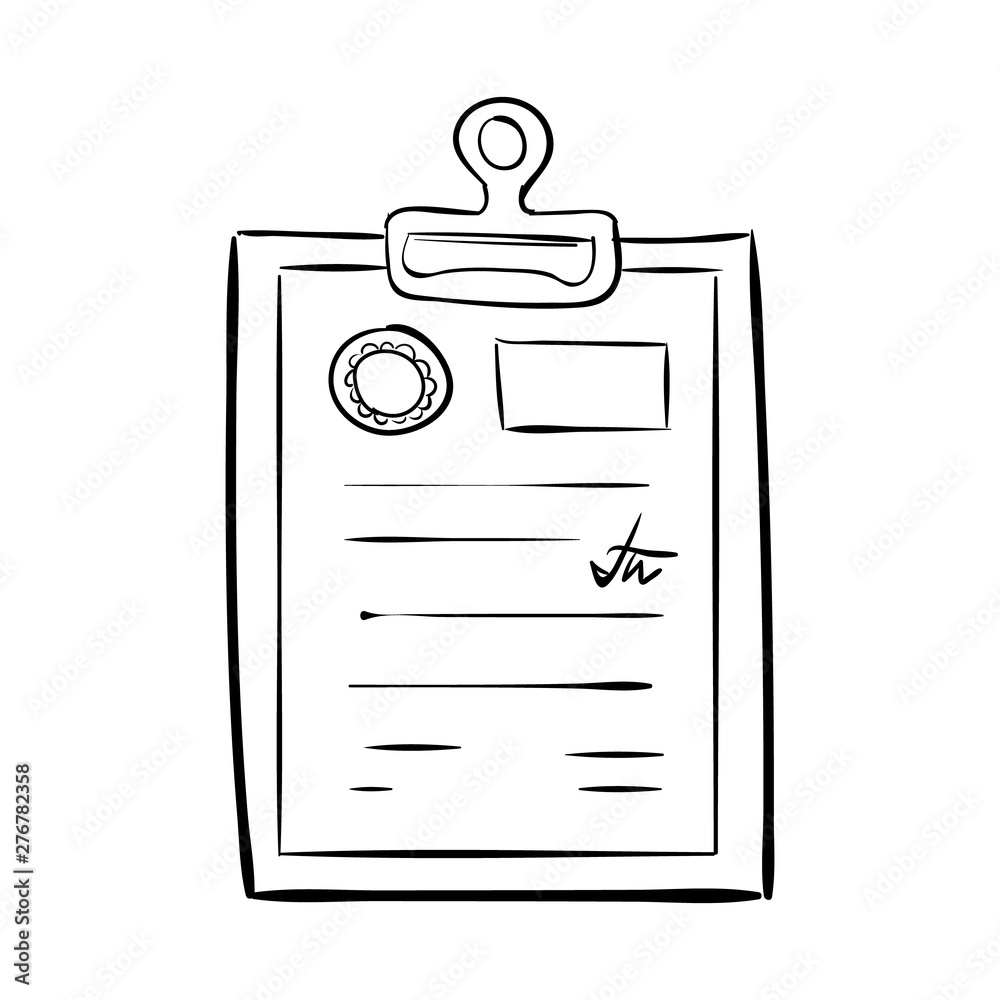 Handdrawn badge resume doodle icon. Hand drawn black sketch. Sign ...